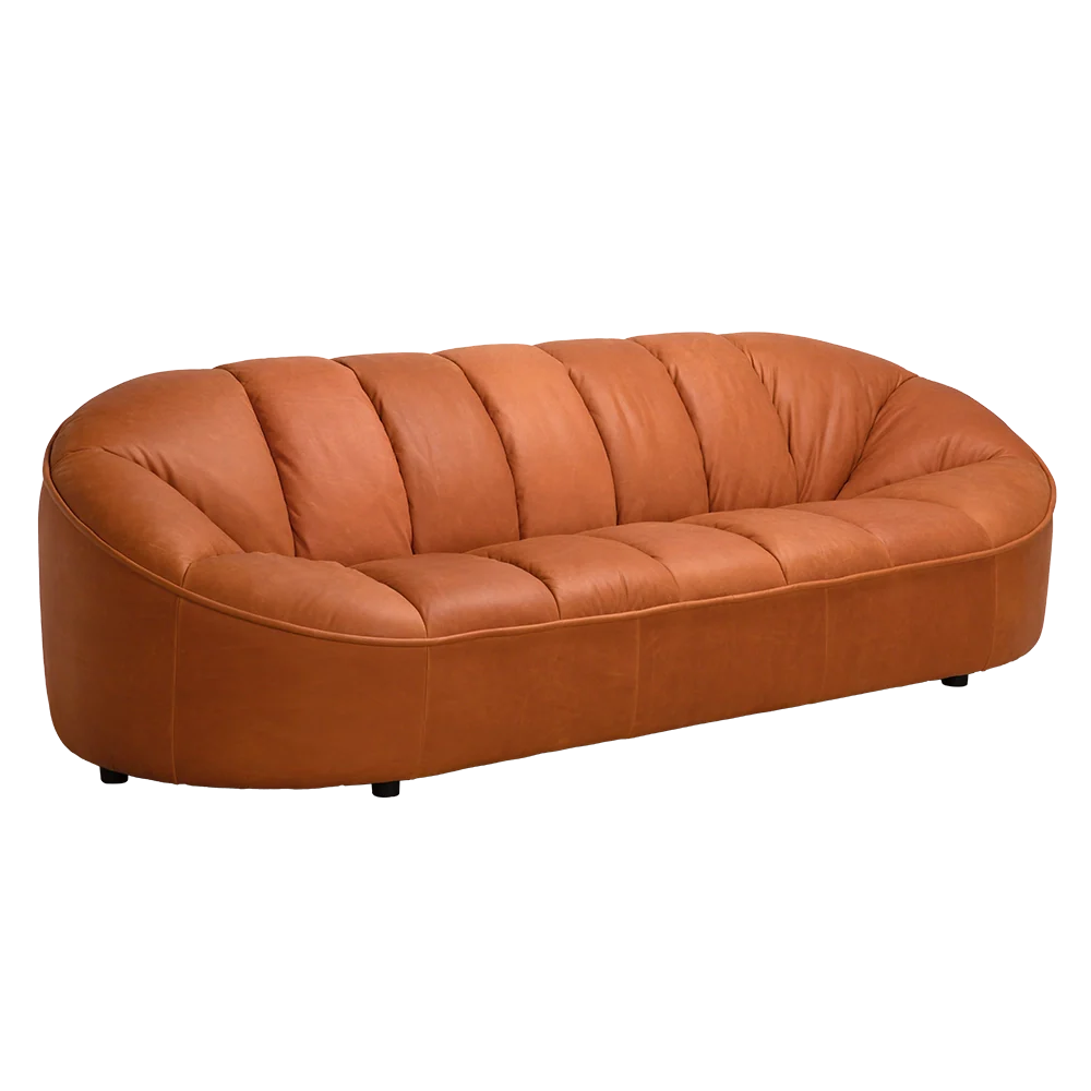 Amadeus Curved Leather Sofa with Horizontal Tufting – Circa