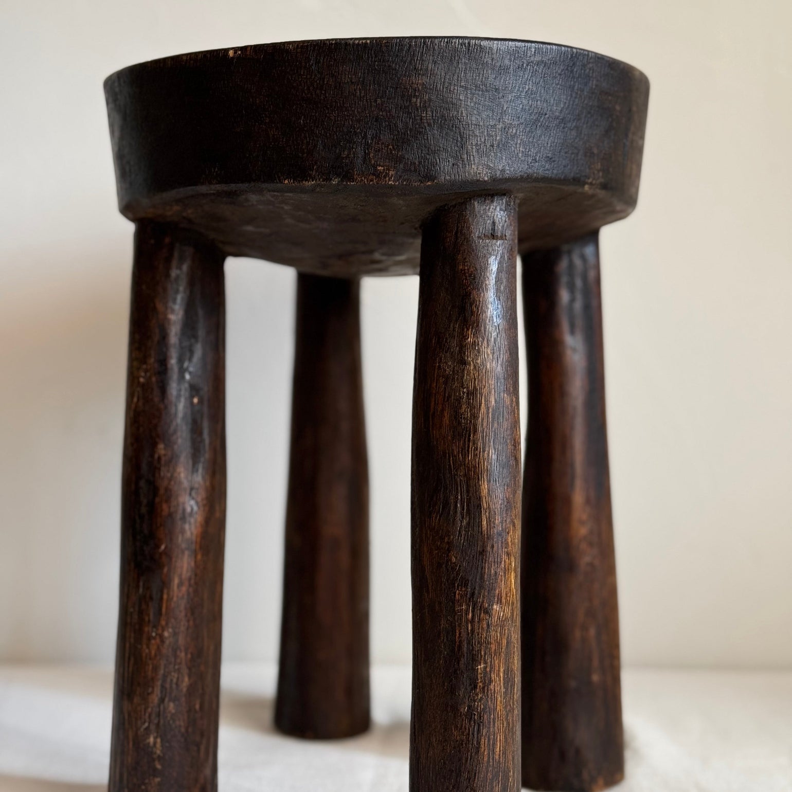 Global Eclecticist Handmade Carving Accent Stool – Circa