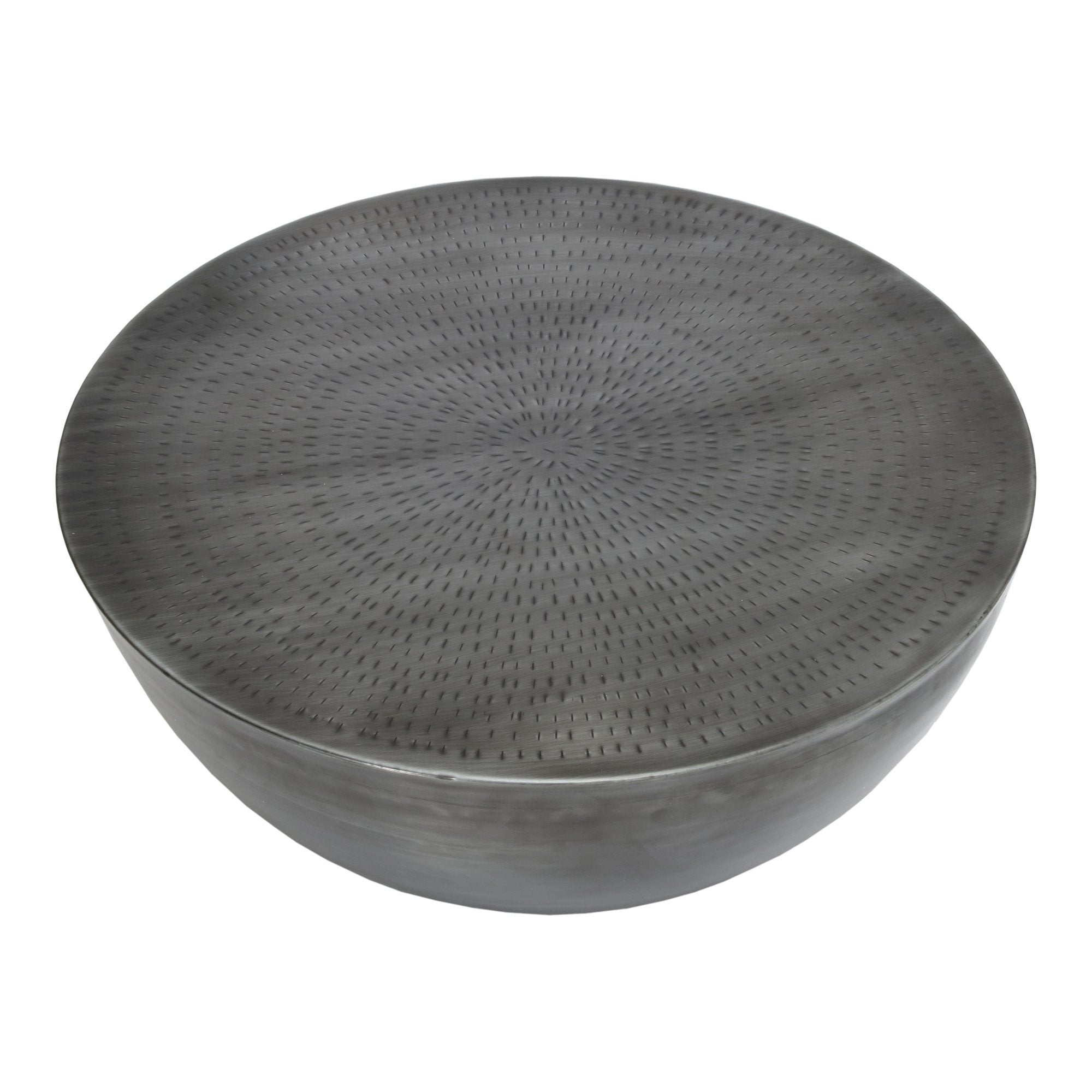 Conga Embossed Drum Coffee Table in Modern Round Design – Circa